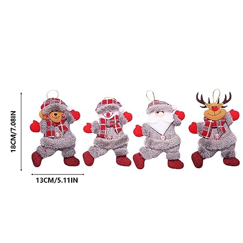 Christmas Tree Plush Ornaments Set, Plush Christmas Ornaments Santa Elk Bear Snowman Ornaments for Christmas Tree Xmas Home Holiday Decorations Christmas Ornaments