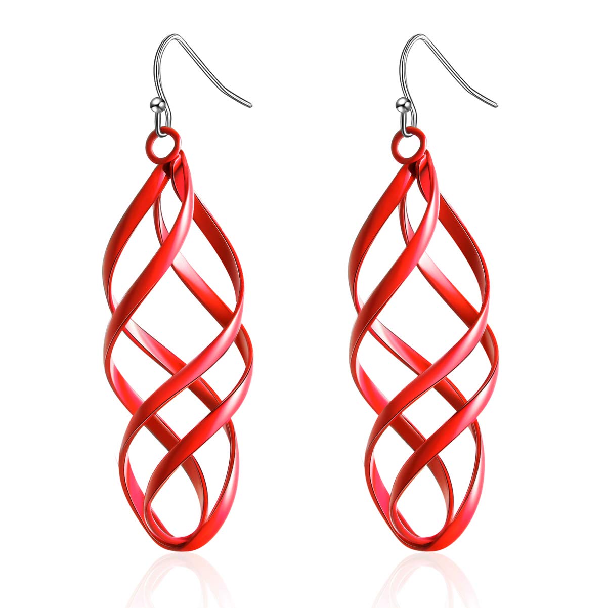 D EXCEED Womens 4 Pairs Dangle Drop Earrings Fashion Geo Shaped Twist Wave Dangling Earrings Lightweight Linear Design Dangle Earrings Sets for Women Girls