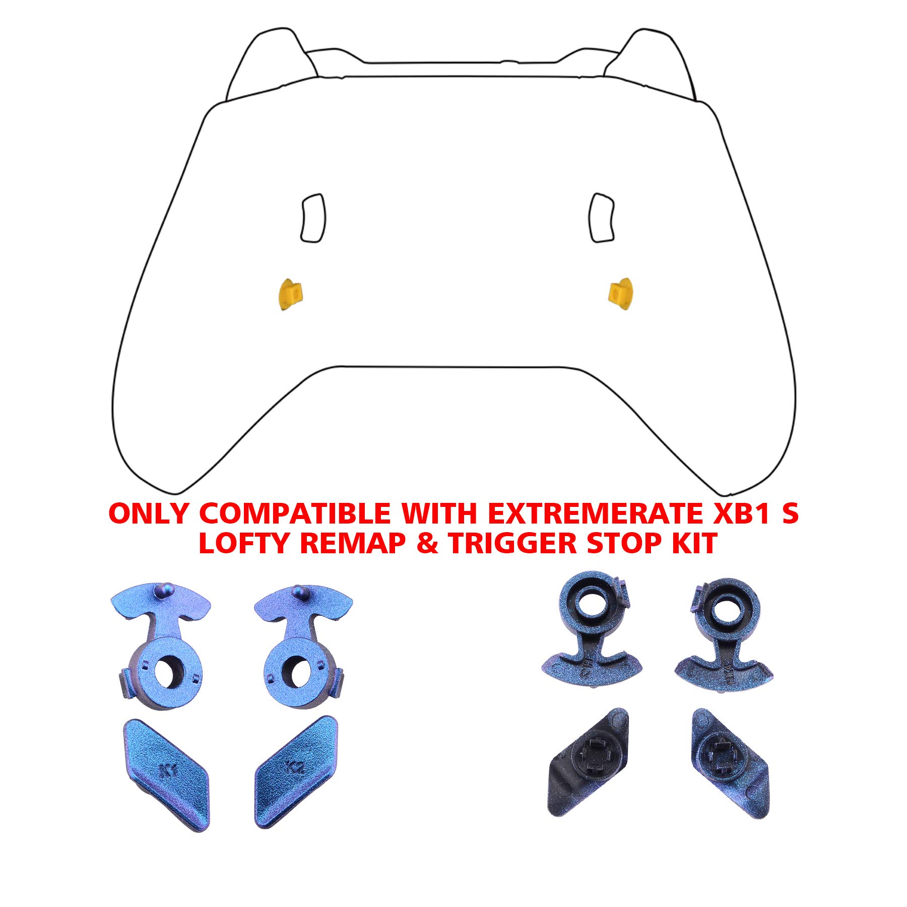Chameleon Purple Blue Glossy Replacement Redesigned Back Buttons HK3 HK4 Trigger Lock K1 K2 Paddles for eXtremeRate Xbox One S X Controller Lofty Remap & Trigger Stop Kit