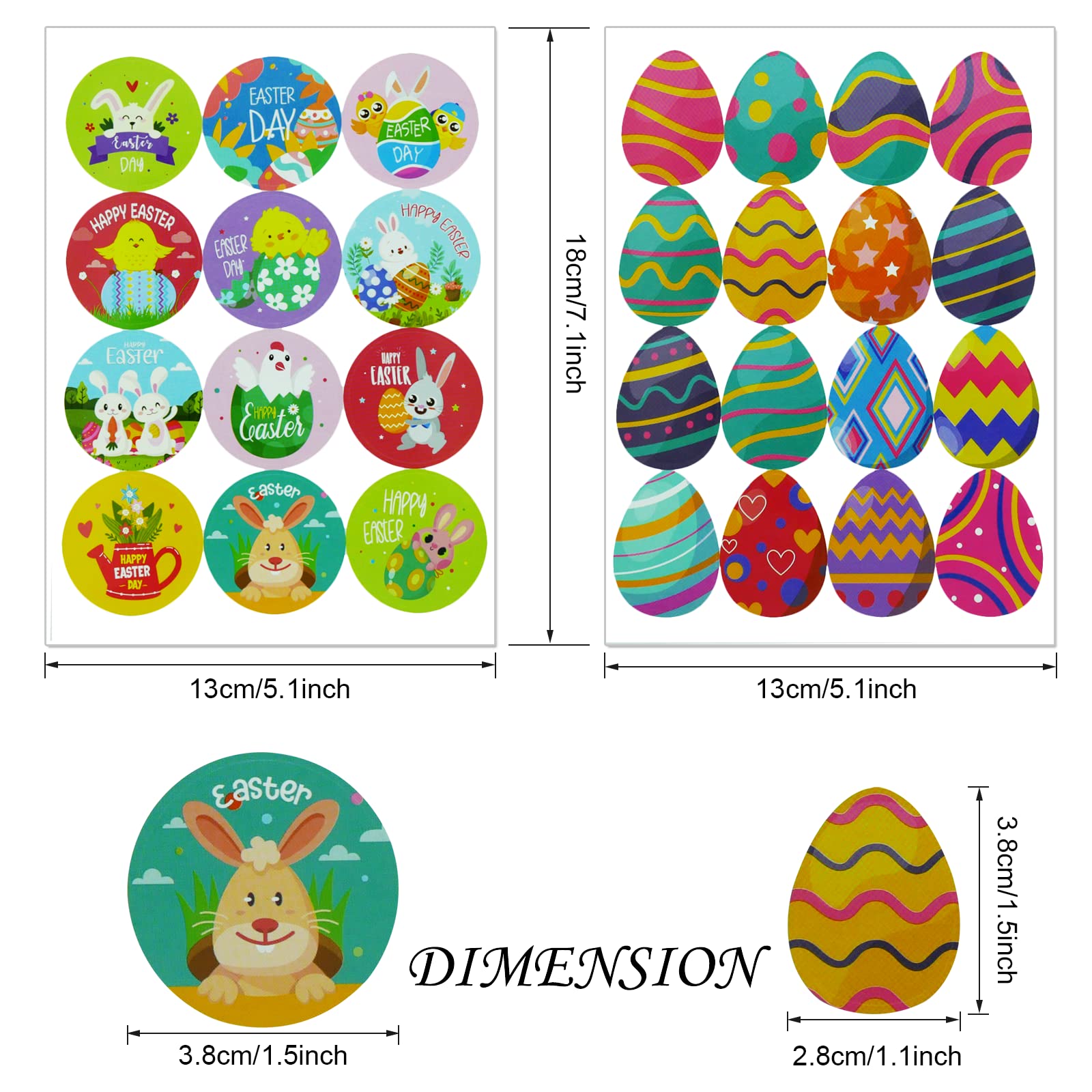 Easter Stickers for Kids 16 Sheets Easter Day Assorted Designs Animal Stickers Easter Art Craft Easter Gift Party Favors for Boys and Girls
