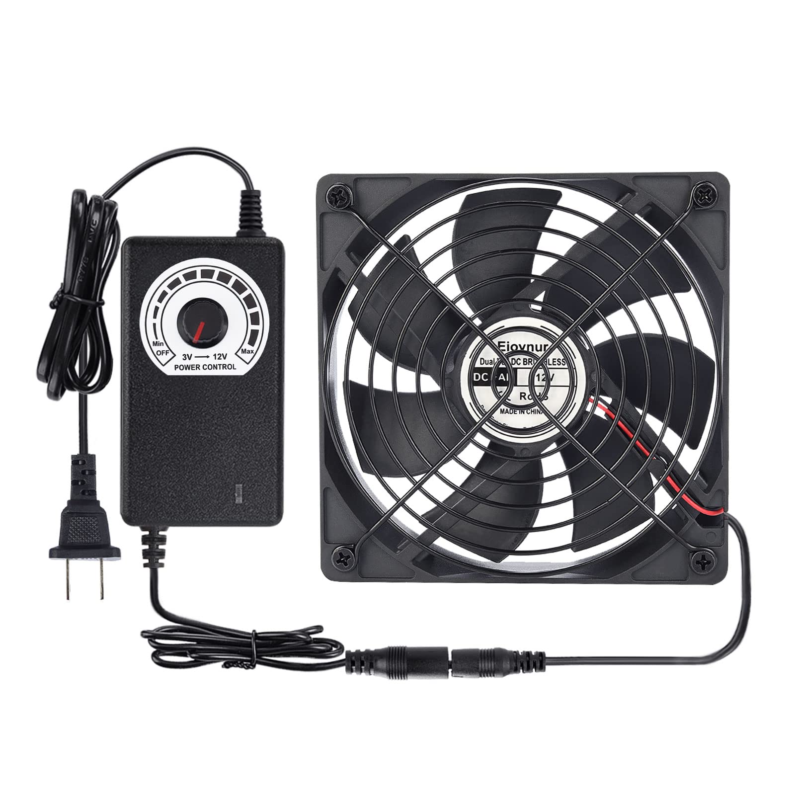 Eiovnur Computer Fan with AC Plug, Variable Speed Fan, 120mm AC Fan 110V 120V 220V 240V, for Terrarium Receiver Amplifier Xbox DVR Component Cooling
