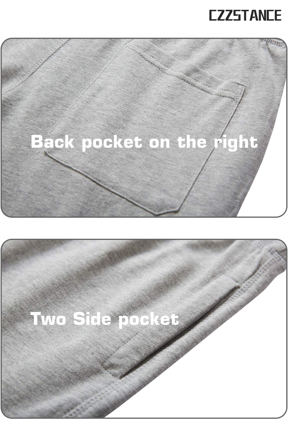 czzstance Mens Shorts Casual Cotton Athletic Shorts Drawstring Workout Running Shorts with Pockets Gray