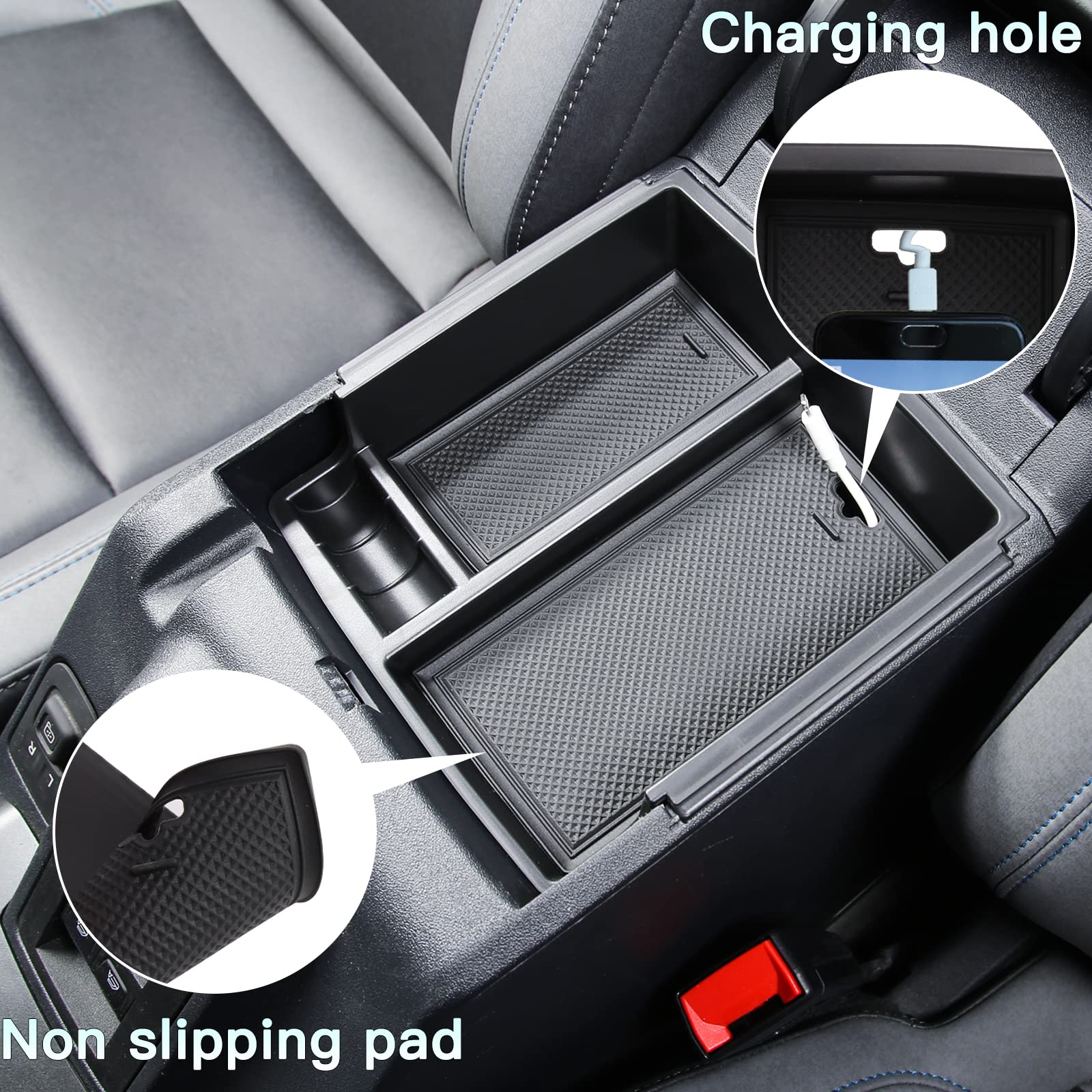 Carwiner Center Console Organizer 1PCS Compatible with 2021-2023 Ford Bronco Insert Tray Accessories Armrest Storage Box