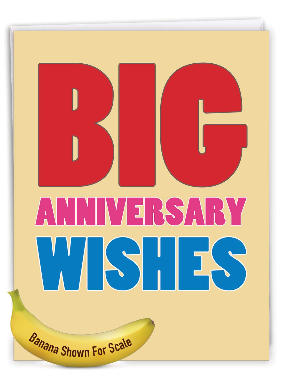 NobleWorks, Big Anniversary Wishes - Happy Anniversary Card with Envelope (8.5 x 11 Inch) - Jumbo Appreciation Notecard for Spouse, Parents J2722ANG