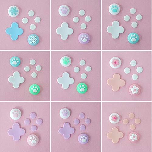 D-pad Move Direction Cross ABXY Buttons Sticker Joystick Thumb Stick Grip Cap Cover Replacement for Nintendo Switch Joy-con Controller (Purple paw+Purple Sticker)