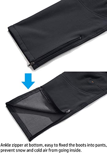 CARWORNIC Men's Snow Ski Pants Waterproof Softshell Fleece Lined Outdoor Hiking Snowboard Pants with Ankle Zipper