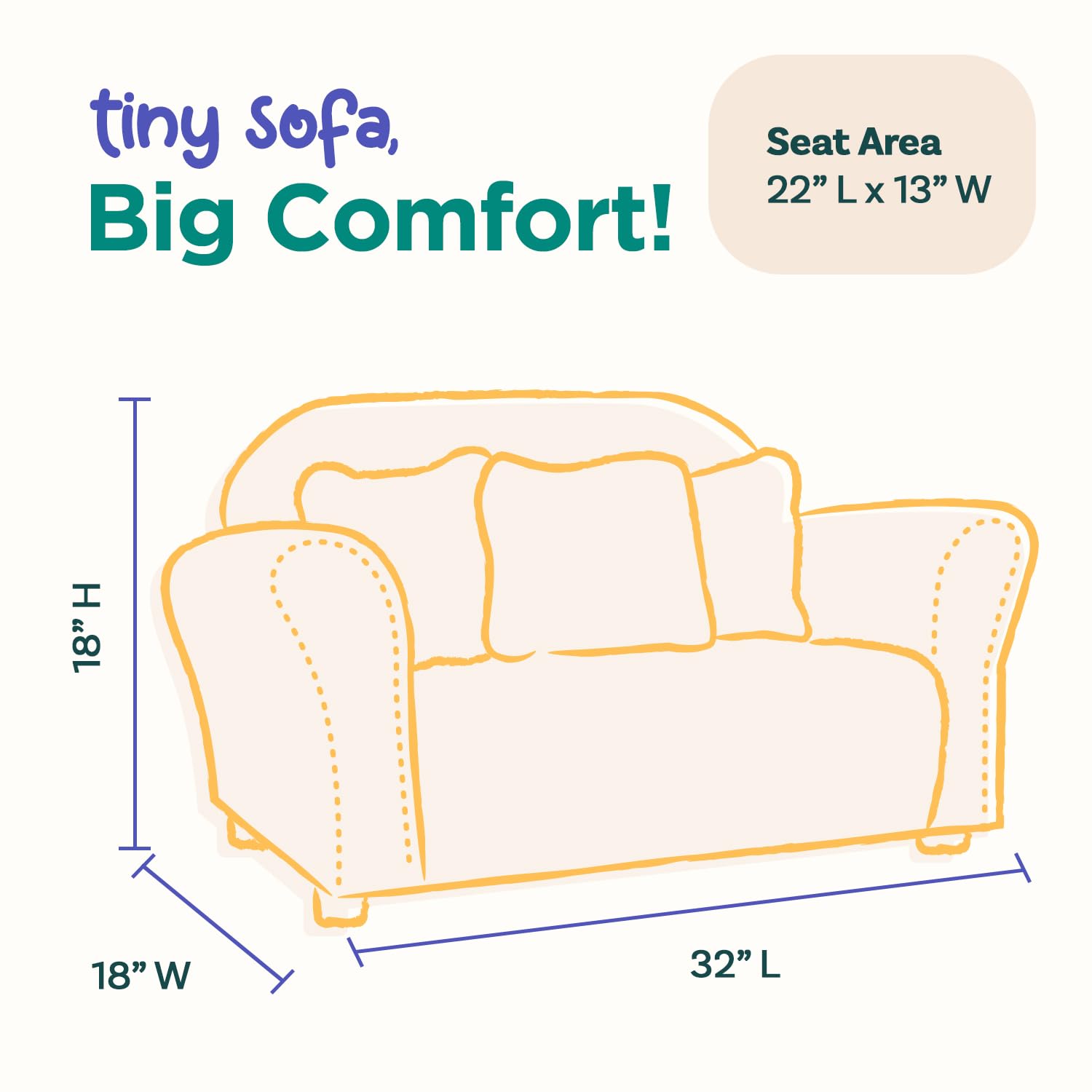 Keet Plush Childrens Sofa with Accent Pillows, Sofa for Kids Room, Kids Sofa, Toddler Sofa with Three Fluffy Pillows, Comfortable Sofa for Kids, Children Sofa, Kid Sofa, Charcoal and Grey