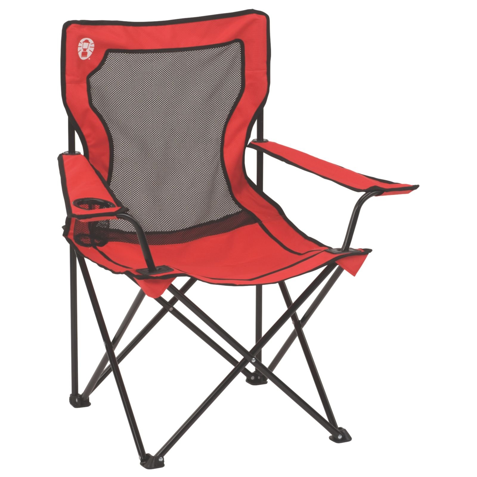 Coleman Sleeping Bag | 30°F Palmetto Sleeping Bag | Cool Weather Sleeping Bag, Red & Broadband Mesh Quad Camping Chair