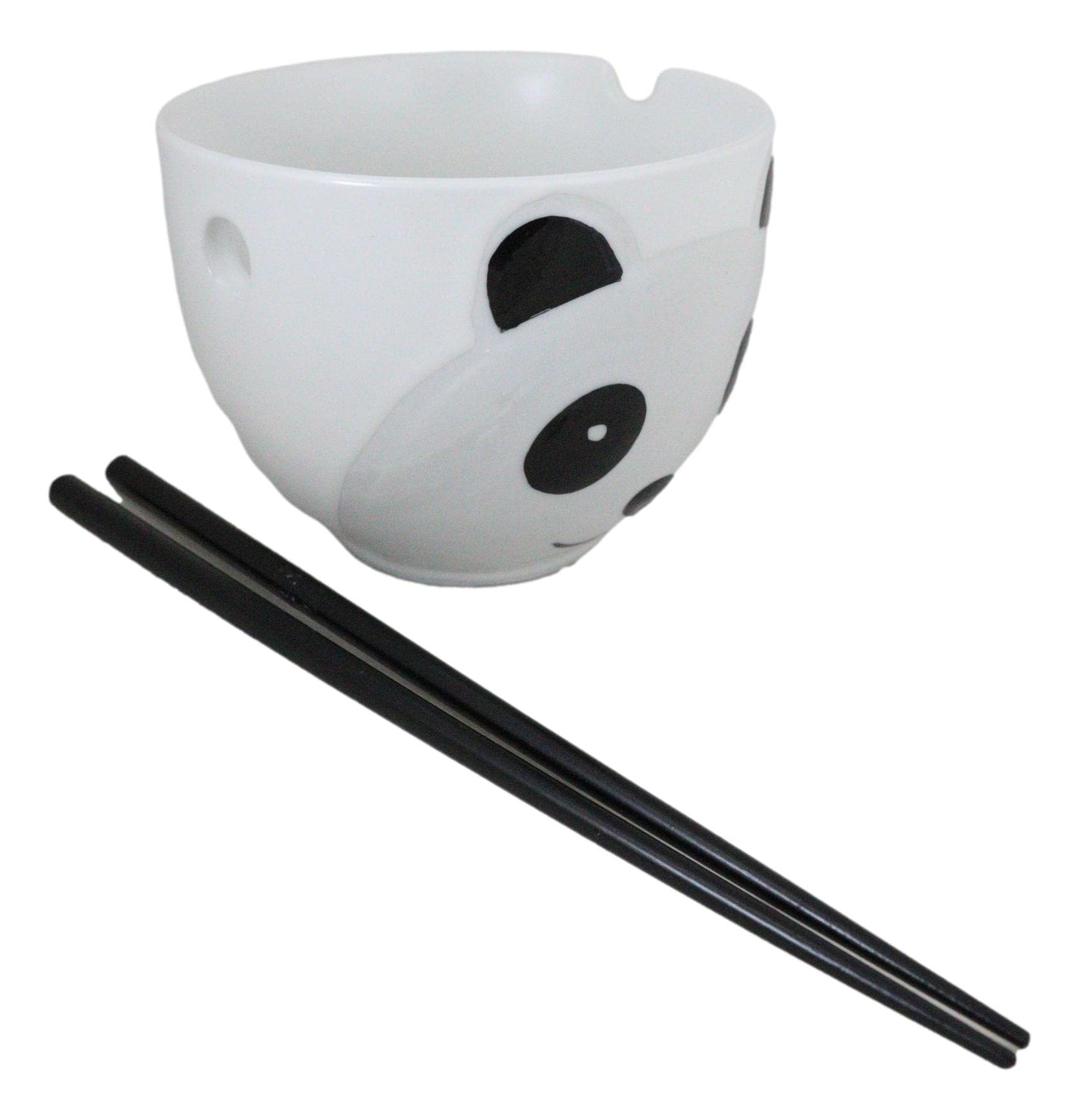 Ebros Gift Whimsical Ceramic Abstract White Giant Panda Pasta Ramen Udong Pho Noodles Soup Bowl and Chopsticks Set Dining Gourmet Meal Pandas Bears Collection Rice Bowls Decor Kitchen