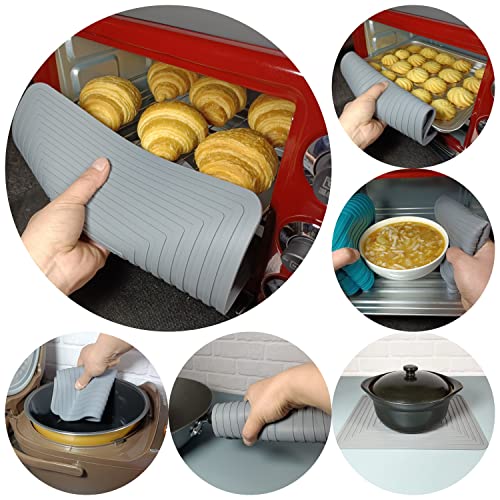 Silicone Trivets Mats Kitchen Tool Set 3 Pcs, Large Silicone Trivets for Hot Dishes,Silicone Trivets for Hot Pots and Pans, Silicone Trivet Mats Set About 9"X12", Black Silicone Hot Pads for Kitchen