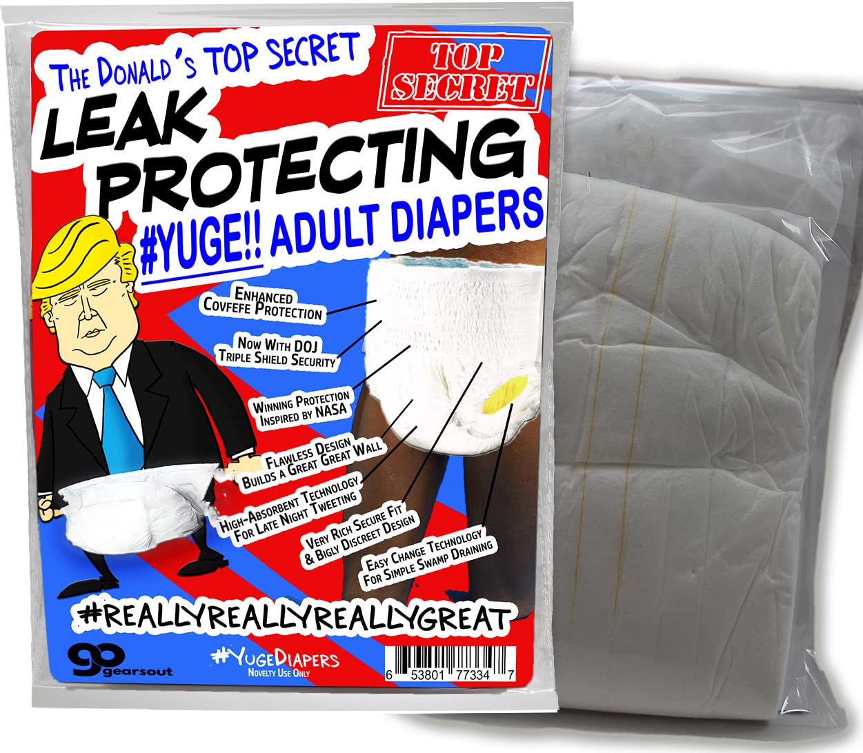 Donald’s Leak Protection Adult Diaper - Funny Over The Hill Gift for Men Women Easter Basket Stuffer Idea Disposable
