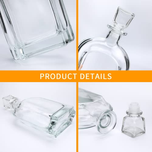 Salzesfalls Whiskey Decanter with Glass Stopper-Whiskey Glass Bottle with Airtight Geometric Stopper for Wine, Bourbon, Brandy, Liquor, Tequila, Liquor Decanter for Men.(2 Pack)
