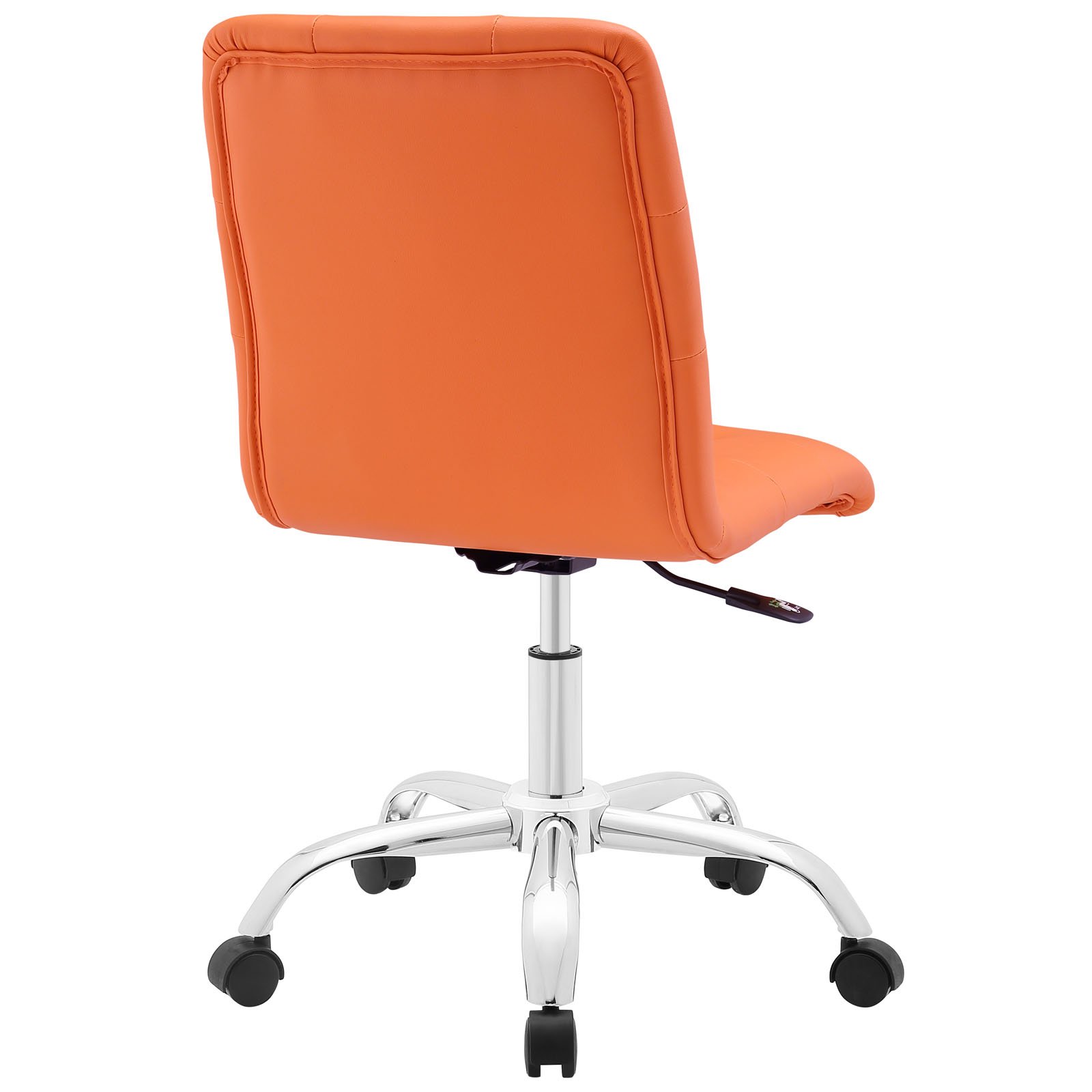 Modway Prim Ribbed Armless Mid Back Swivel Conference Office Chair In Orange