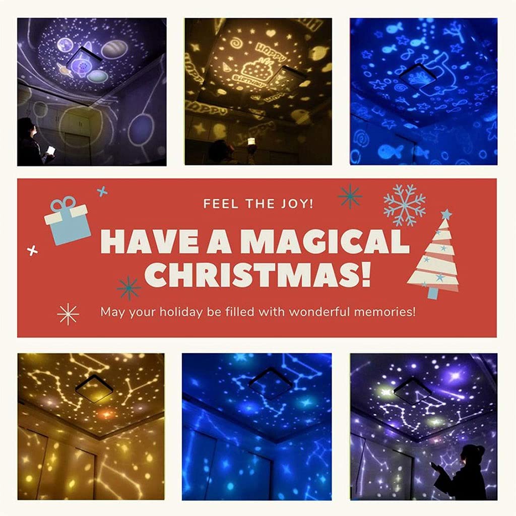 FZZDP Colorful Starry Projector Night Light Rotation Starry Moon Night Lamp USB Charging for Birthday Gift Romantic Baby Children