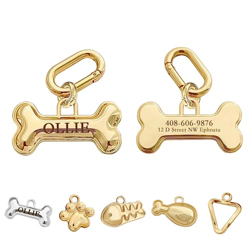 MEMOPAW Dogs Tag Stylish Personalized Deep Engraved Cat Dog Tags Engraved for Pets Bone Balloon Shape Brass Small, Small Dogs/Cats