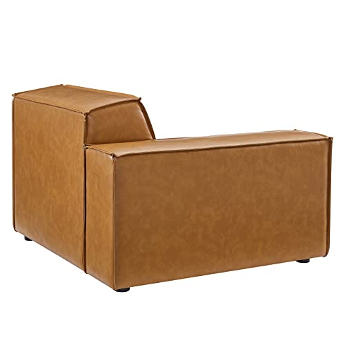 Modway Restore Vegan Leather Sectional Sofa Loveseat in Tan