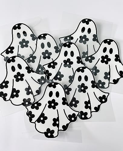 Halloween Ghost UV DTF Transfers, 4x4in Set of 8, Rub on Transfers Stickers for Crafting, DIY Waterproof Decals UV DTF Transfer Sticker for 16OZ Glass Cups