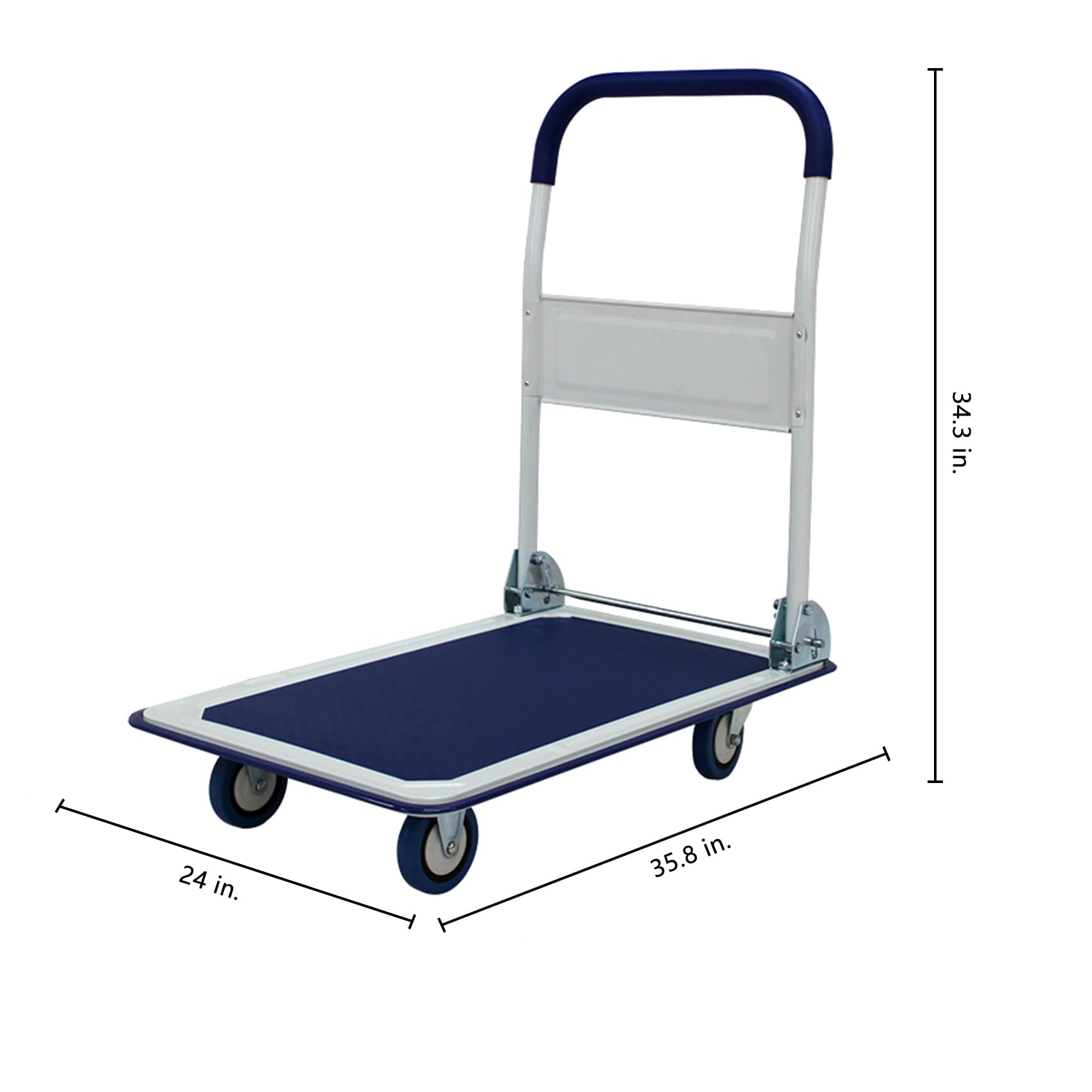 Donext Push Cart Dolly -660Lb, Platform Truck Capacity Heavy Duty Moving Hand Truck - Folding & Rolling, Blue