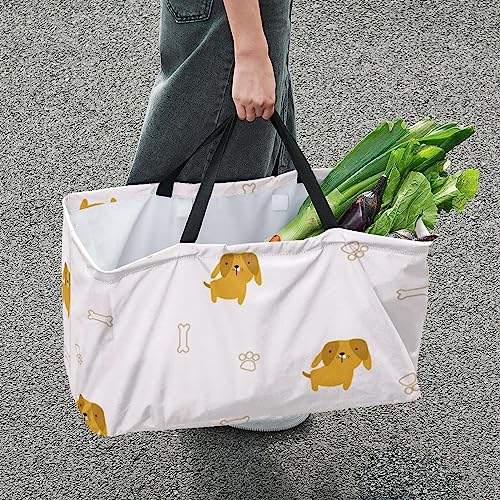 Funny Animal Print Large Capacity Laundry Organizer Tote Bag - Reusable and Foldable Oxford Cloth Shopping Bags