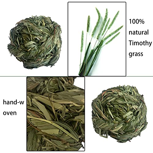 MUYG 6 Pcs Bunny Timothy Grass Ball Natural Chew Toy Woven Chewing Toys Rabbit Molar Small Animals Teeth Grinding Suitable for Hamster Totoro Gerbils Guinea Pig Squirrel