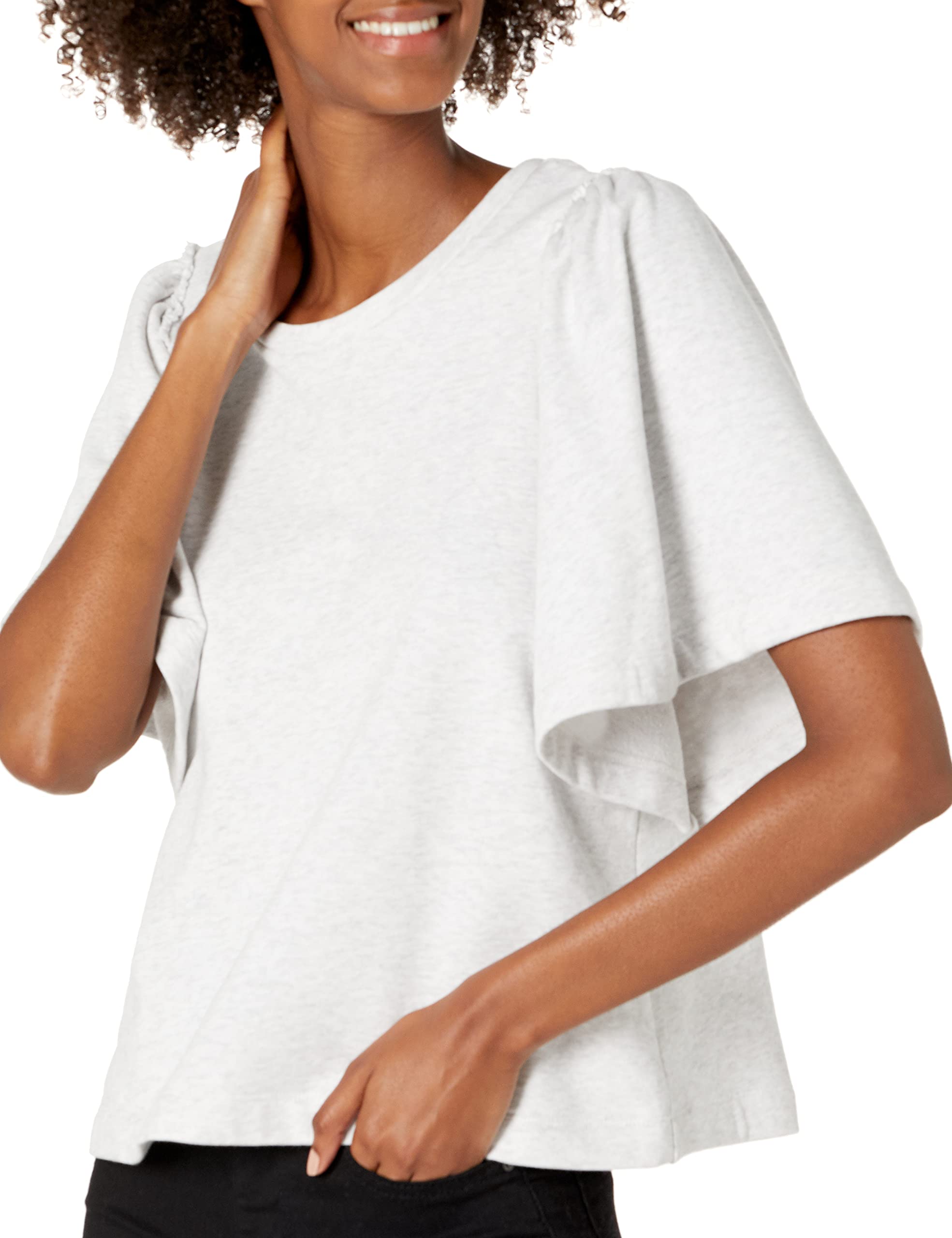 Cable Stitch Women's Flutter-Sleeve French Terry Top Light Heather Grey X-Small