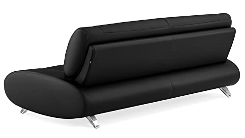 Zuri Furniture Modern Aspen Black Microfiber Leather Sofa