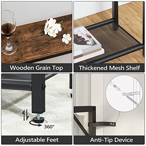MAHANCRIS Sofa Table with Power Outlet, 43.7" Console Table with USB Ports, Behind Couch Table, Entryway Table for Living Room, Hallway, Foyer, Metal Frame, Adjustable Feet, Rustic Brown CTHR11E01Z1
