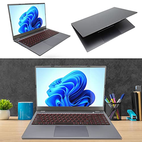 Cosiki 15.6 Inch Laptop, Laptop FHD IPS 16G Running Memory 8000mAh Stereo Dual Speakers Support Fingerprint Reader for Students (16+1TB US Plug)
