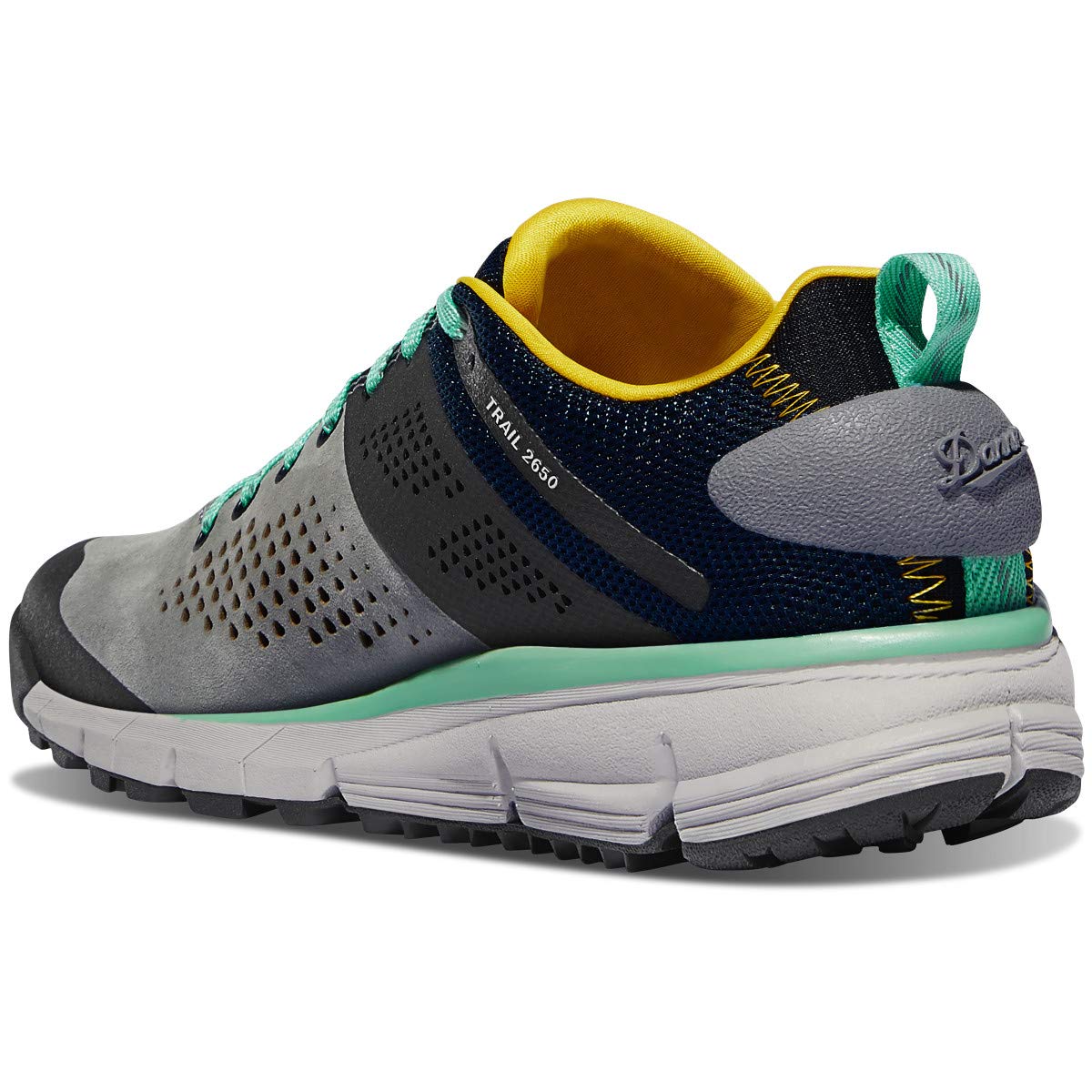 Danner Trail 2650 3โ Hiking Shoes for Women - Durable Suede & Textile Upper with Breathable Mesh Lining, OrthoLite Footbed & Vibram Traction Outsole, Gray/Blue/Spectra Yellow - 6 M