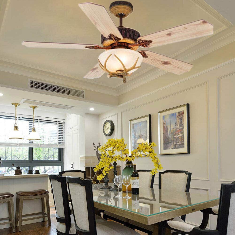 D52inch Antler Chandeliers Fan Light Rustic Ceiling Fan Fandelier Ceiling Fan Chandelier Ceiling Fan cieling fan With remote control flush mount ceiling fan
