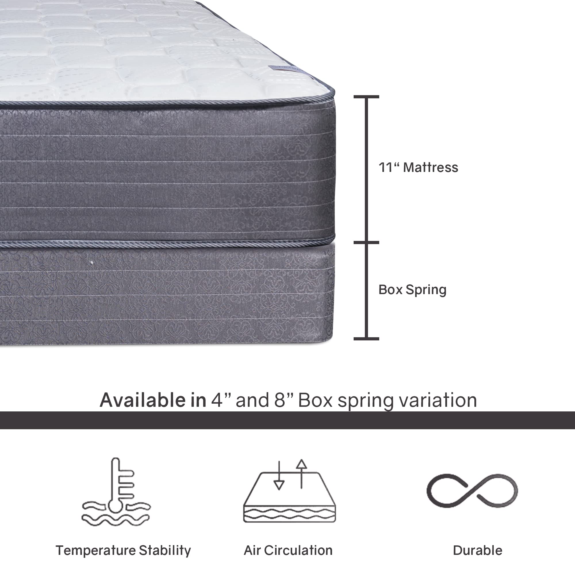 Mayton - 12 Inch Innerspring Firm Mattress Allows The Spine Rest In a Natural Position, No Assembly Required 78x79