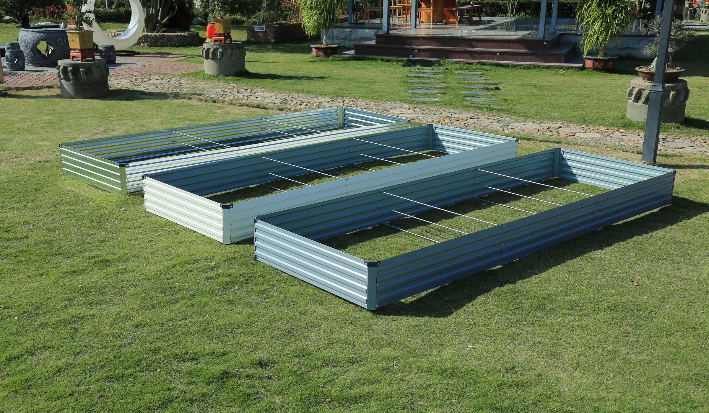 DIIYIV 12x2x1FT Galvanized Raised Garden Bed,Raised Graden Bed Kit-Square Metal Garden Bed,Large Planter Raised Bed Outdoor,Garden Box for Vegetables,Flower,Herb…