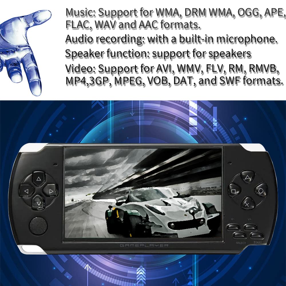 Diketigeey 4.3 inch 8GB Handheld Game Console Built in 1500 Games for Multiple simulators x6 Retro Video Game Console mp3/mp4/Ebook TV Out Portable Game Player Device (Black)