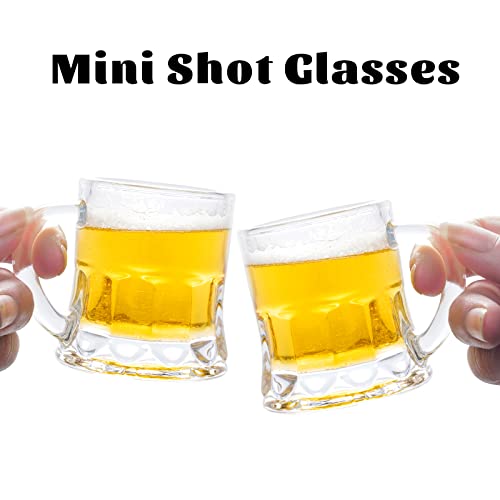 ZZYFGH Shot Glasses with Handle, Mini Heavy Base Clear Beer Mugs, 1.8 Ounce, Set of 6 for Whiskey, Tequila, Vodka, Great for Father, Husband, Birthday or Friend Party Present