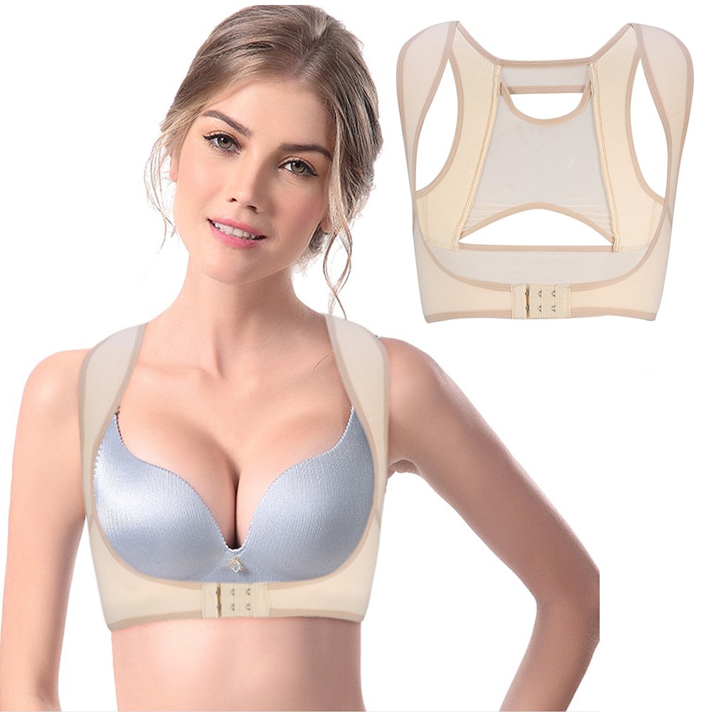 Chest Brace Up for Women Posture Corrector, Posture Corrector Women Bra Adjustable Underwear Lady Chest Breast Support Upper Back Brace Band Female X Type Body Strap Vest Prevent Humpback Sagging (L)