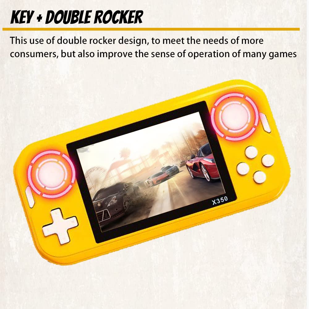 Diketigeey Handheld Game Console 3.5inch Mini Retro Gaming Player 700 Classic Games Preinstalled IPS Screen Rechargeable Game Consoles Box for Kids Boys Children(Yellow) (Yellow)