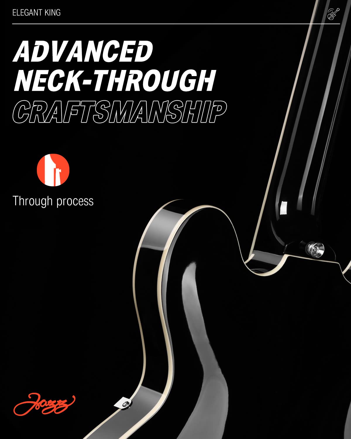 Donner Semi-Hollow Electric Guitar, DJP-1000 Jazz Guitar with H-H Pickups & Coil-splitting Function, 335 Electric Guitar Bonus Bag, Cable, Strap