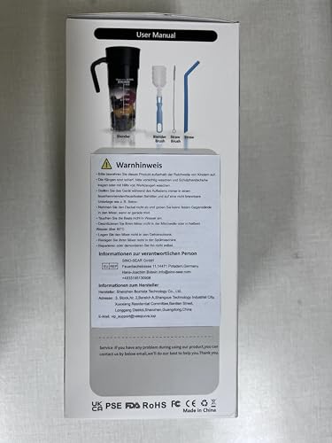 Vaeqozva Portable Blender-Personal Blender USB Rechargeable for Shakes and Smoothies Mini Blender Smoothie Maker on the Go Blender Cup with 6 Blades 16Oz Small Fruit Blender Home Travel Sports Gym