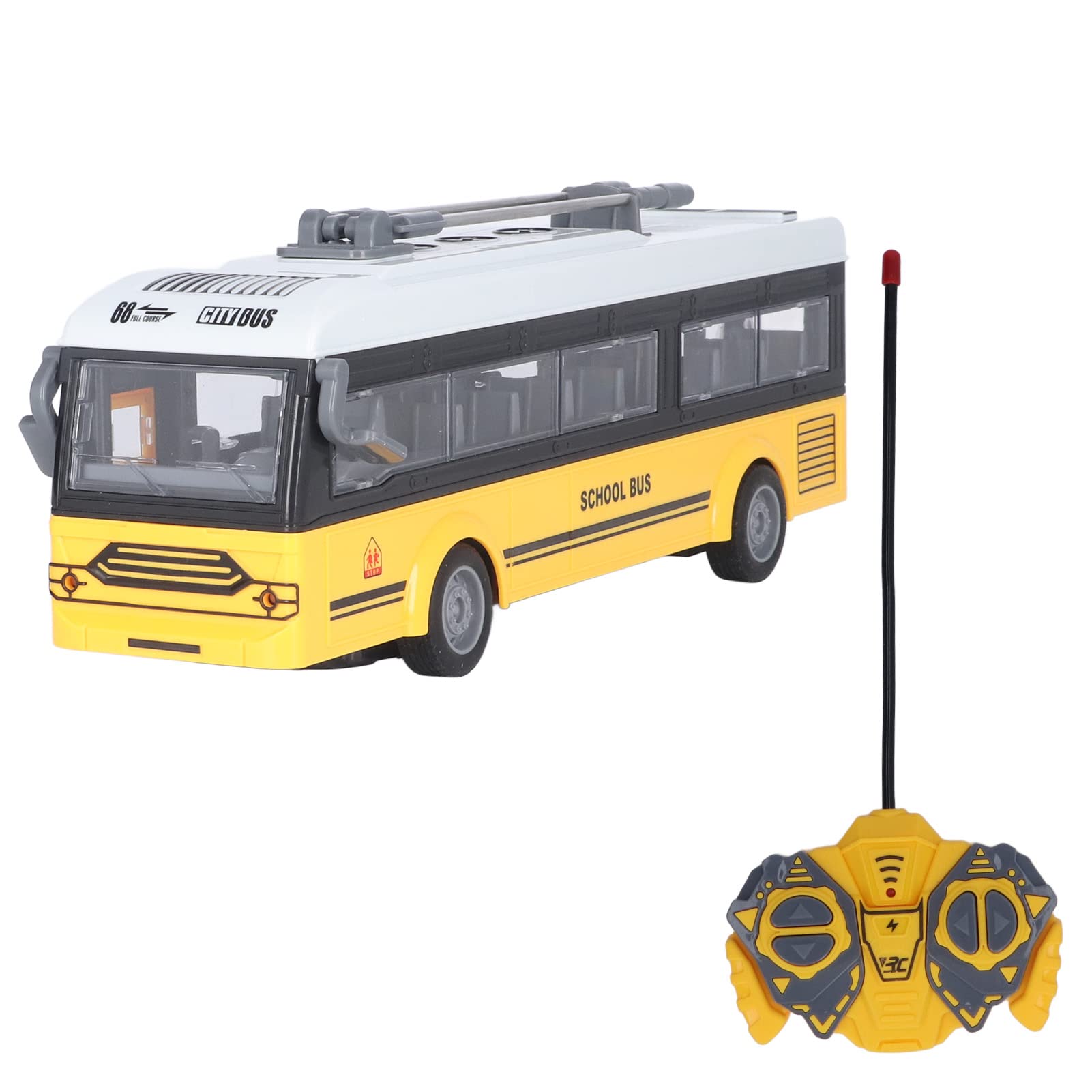 EATC High Simulation Toy School Bus Opening Single Layer Bus Doors Remote Control Electric Toy car for Children School Bus