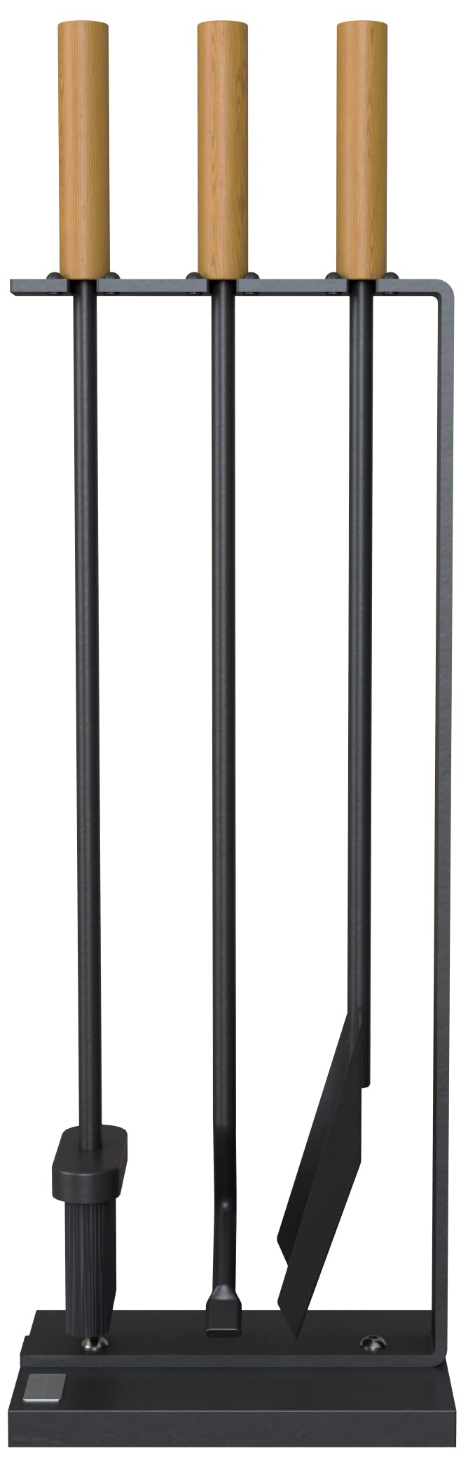 TheRackCo. - Fireplace Tools Set with Metal Base and Wood Handle, Broom, Shovel and Poker