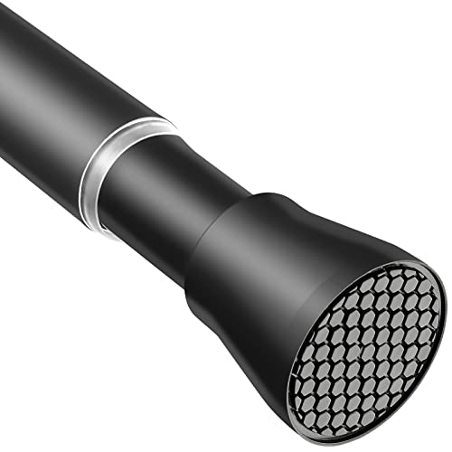 AIZESI Spring Tension Curtain Rods 28 to 48 Inch Black Shower Rod Tension Rods Never Rust Non-slip Shower Curtain Rod Tension No Drill Adjustable Curtain Rods Spring Tension Rod for Window or Shower