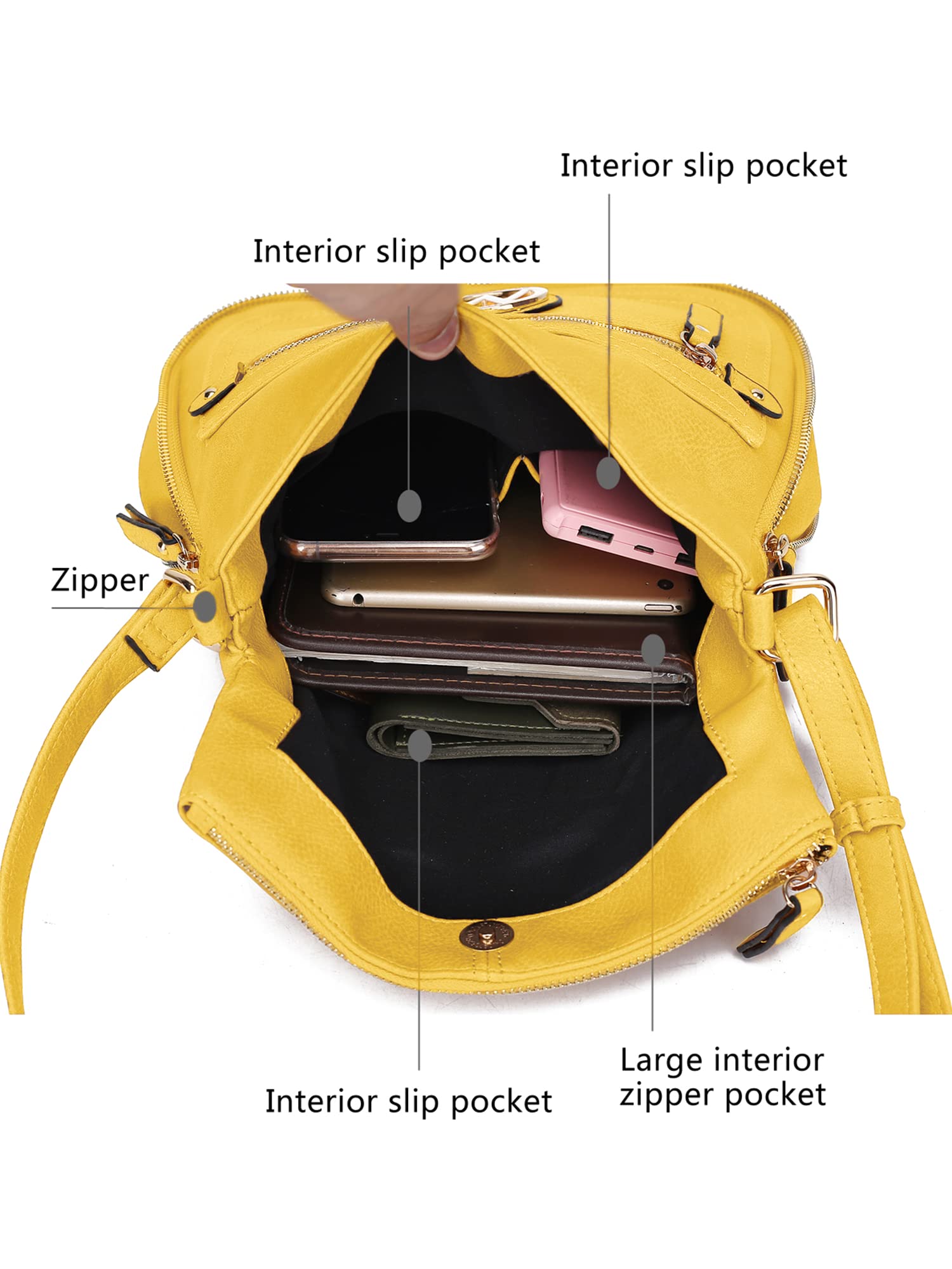MKF Crossbody Bag for Women, Vegan Leather Messenger Purse – Designer Pocketbook Handbag Shoulder Strap