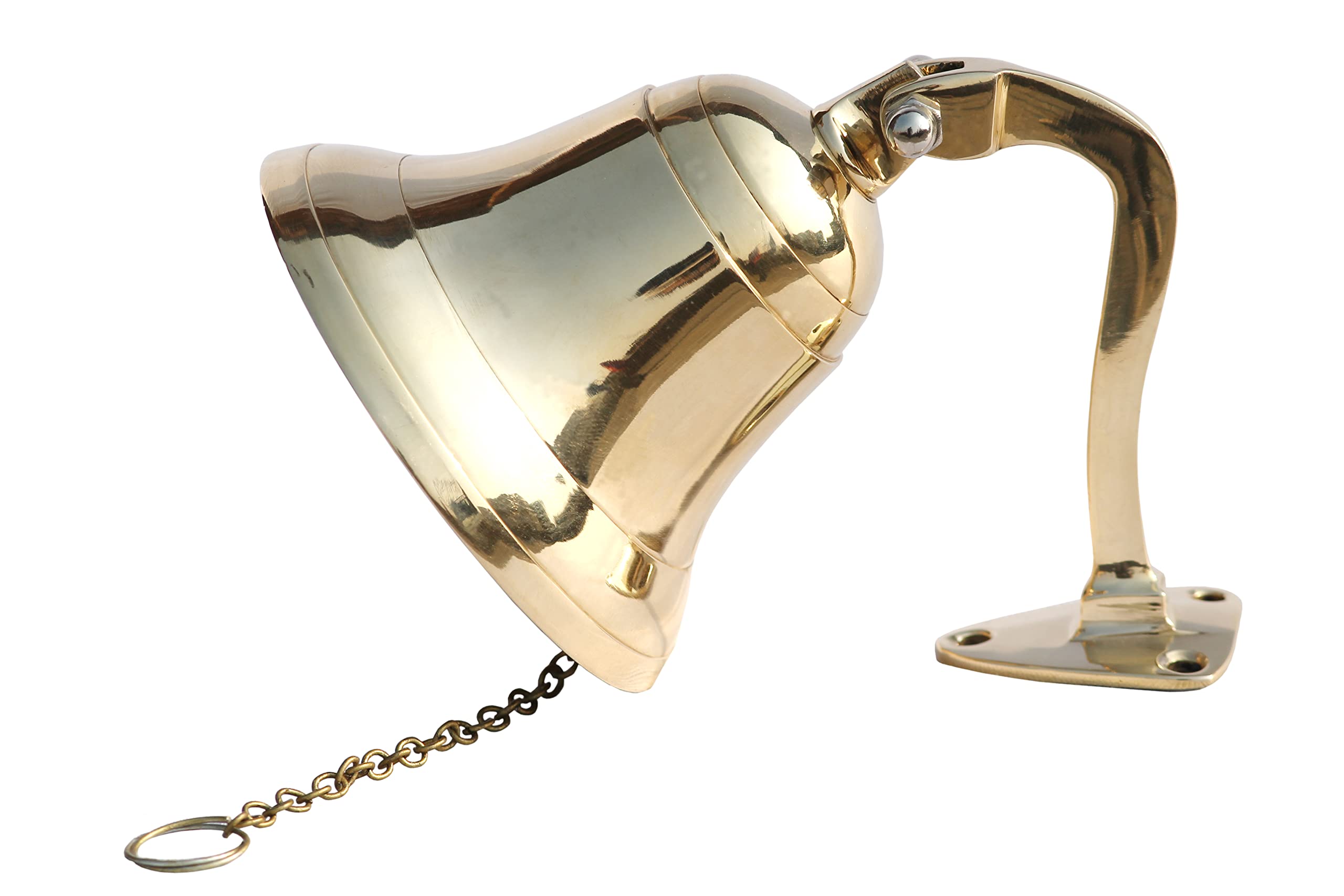 Handcrafted Trading Co Wall Mountable Nautical Brass Bell 4" Gold - Solid Brass Wall Hanging Ship Bell