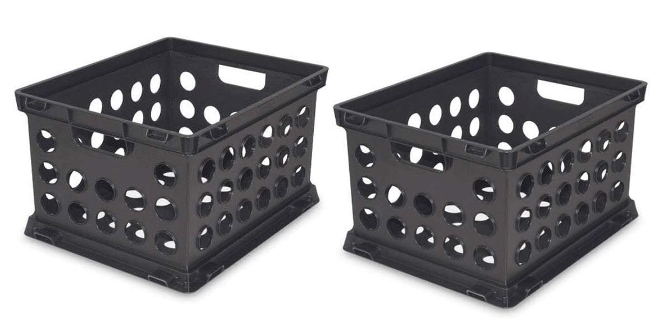 Heavy-duty plastic File Storage boxes, Hanging Rails, Stackable plastic storage bins, Integrated Handles (2 Pack)