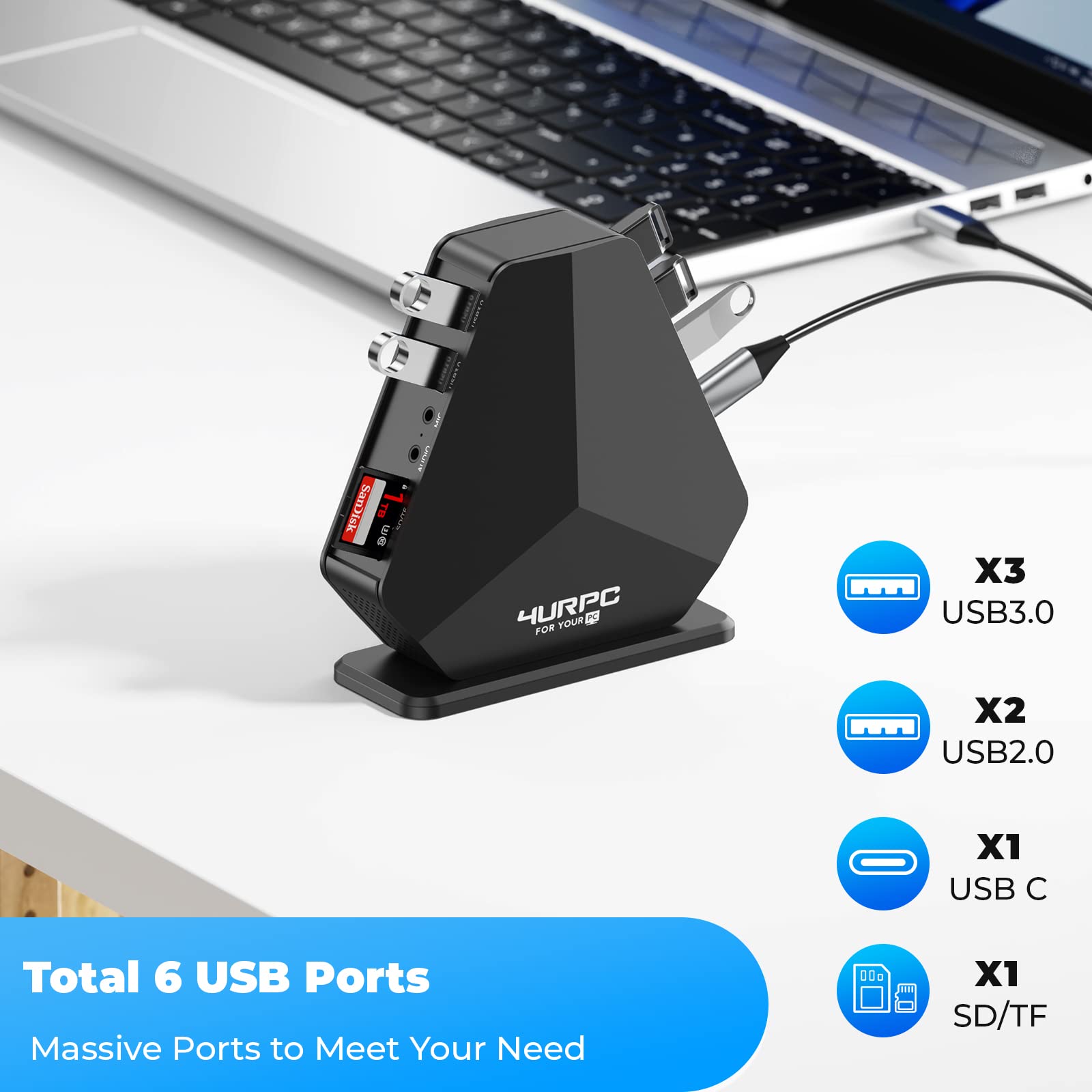 DisplayLink Docking Station 3 Monitors with 65W Power Supply, 4URPC Triple 4K Display Docking Station for MacBook Pro/Air, Dell HP Lenovo Surface Acer, with 2 HDMI, DP, 6 USB, Gigabit Ethernet, SD/TF