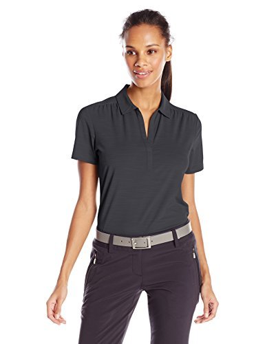 Callaway Women's Golf Short Sleeve Tonal Stripe Polo Shirt, Black, Large