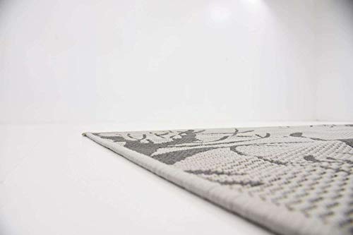 Unique Loom Outdoor Botanical Collection Area Rug - Branch (7' 1" x 10' Rectangle, Light Gray/ Gray)