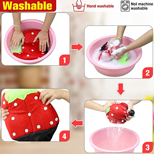 Mygeromon Guinea Pig Bed Rabbit Hideout Warm Fleece Cuddle Cup Washable Winter Sleeping House for Small Pet/Ferret/Chinchilla/Bunny (Strawberry Style)