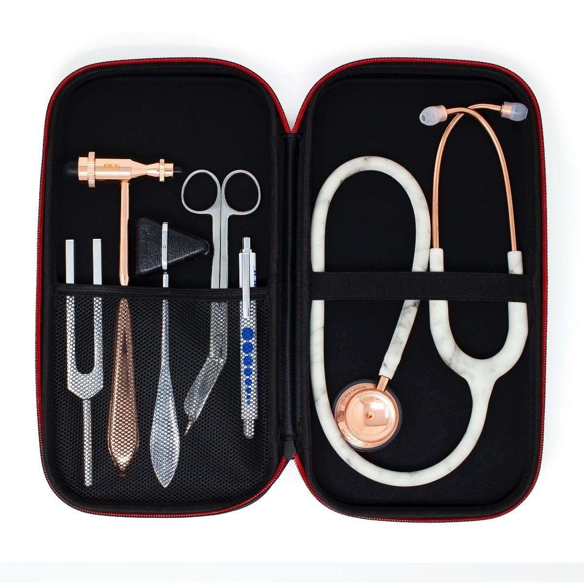 MDF Instruments, Hard Travel Carrying Case with Mesh Pocket, Medium Size, Fits MD One & Acoustica Stethoscopes, Reflex Hammers, Sphygmomanometers, Penlights, Doctor & Nurse Accessories (MDFSCM12)