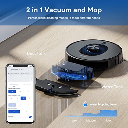 Shellbot Robot Vacuum and Mop Combo, 4000Pa Suction 5200 mAh 2 in 1 Mopping Robotic Vacuum Cleaner with Lidar Navigation, WiFi/App/Alexa, Self-Charging, Ideal for Hard Floor, Pet Hair and Carpet